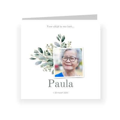 Rouwkaart botanisch met foto