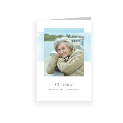 Rouwkaart met foto en watercolor