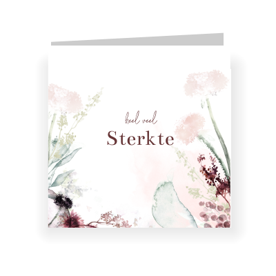 Kaart sterkte na overlijden bloemen aquarel